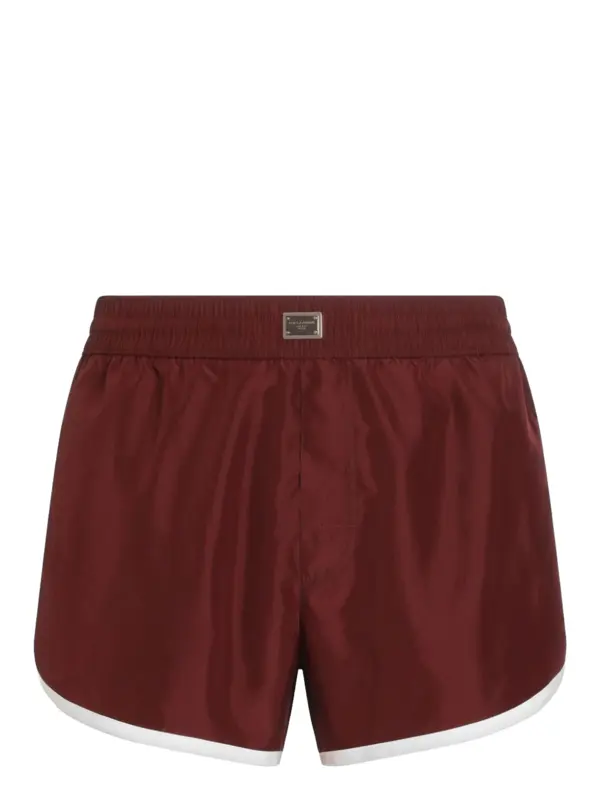 Dolce & Gabbana Logo-plaque Swim Shorts - Red