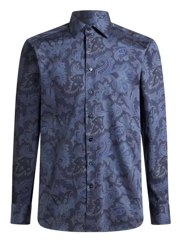 Etro Paisley-print Poplin Shirt - Blue