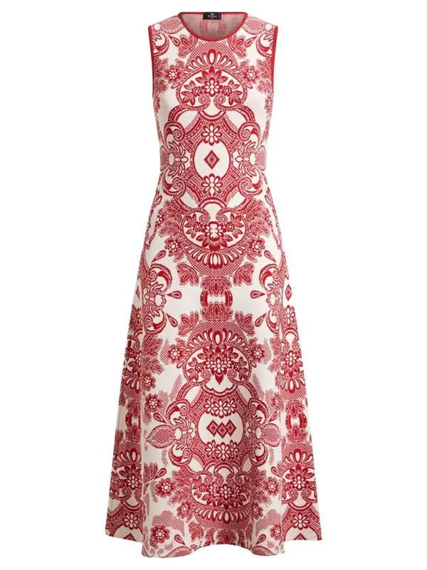 Etro Patterned Jacquard Midi Dress - Red
