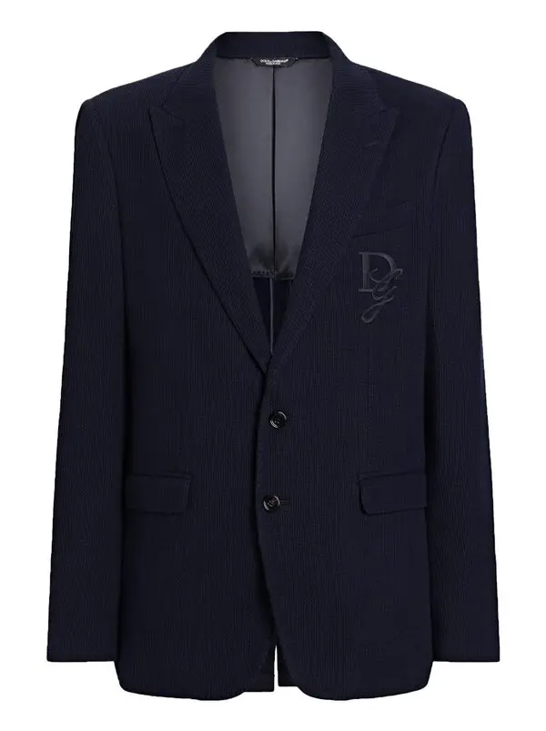 Dolce & Gabbana Logo-appliqué Blazer - Blue