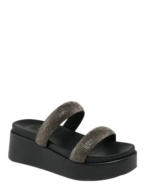 GRACE FOOTWEAR Boca Leather Slip-on Wedge Sandals - Pewter