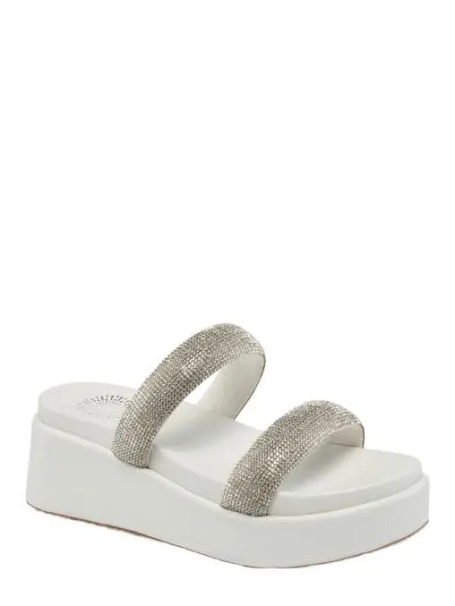 GRACE FOOTWEAR Boca Leather Slip-on Wedge Sandals - Silver