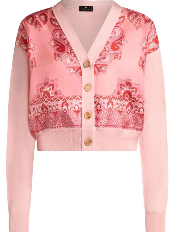Etro Printed-panel Cardigan - Pink