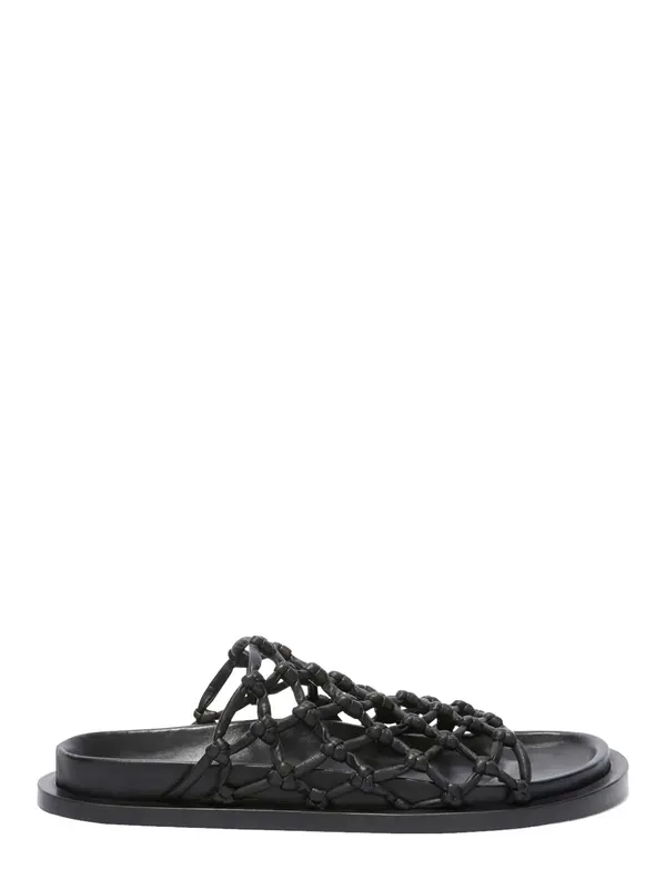 JIL SANDER Mesh Leather Sandals - Black