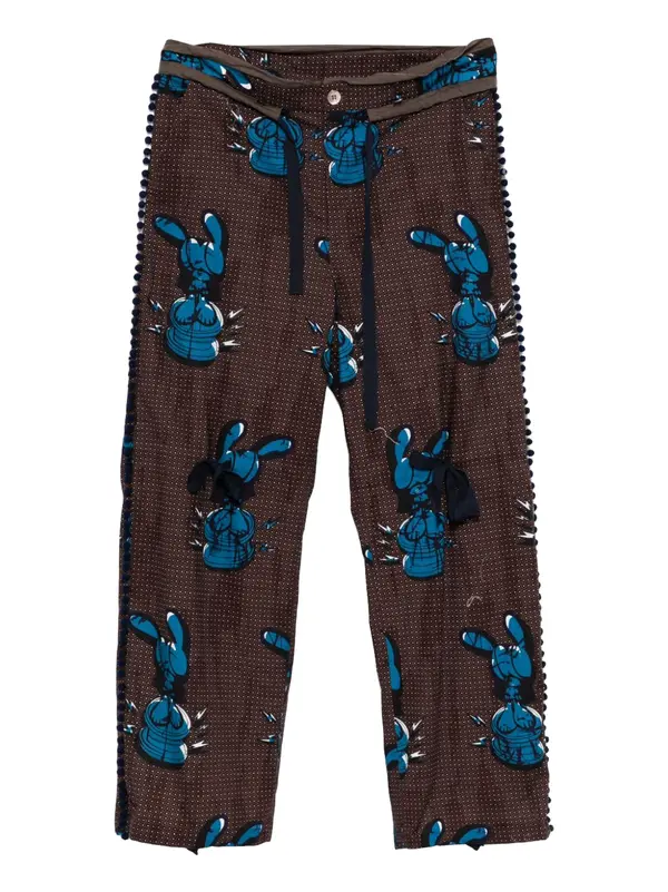 MIDORIKAWA Graphic-print Trousers - Brown