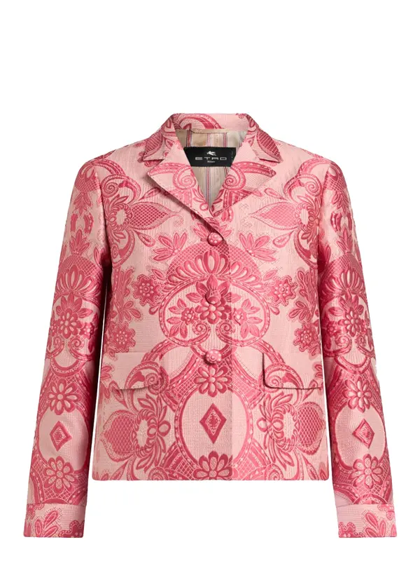 Etro Brocade-effect Floral Jacket - Pink