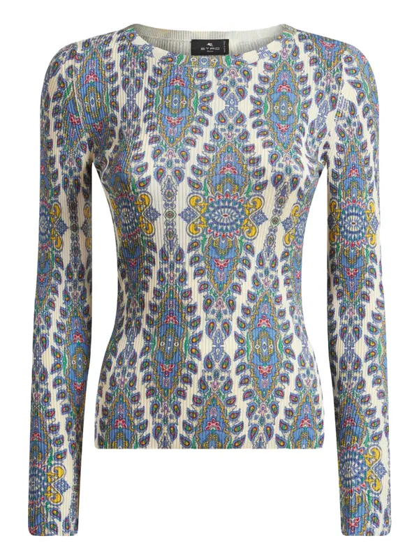 Etro Paisley-print Fine-knit Sweater - White