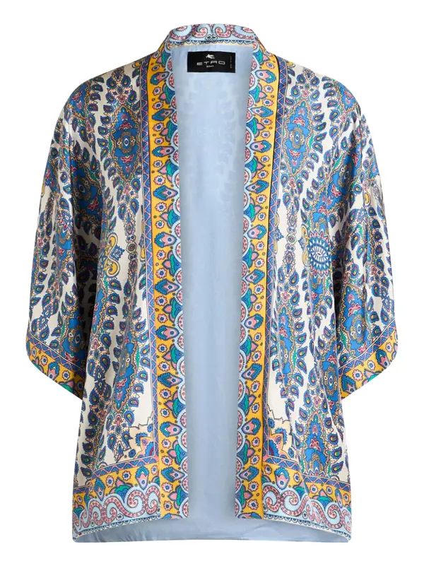 Etro Paisley-print Silk Robe Jacket - White