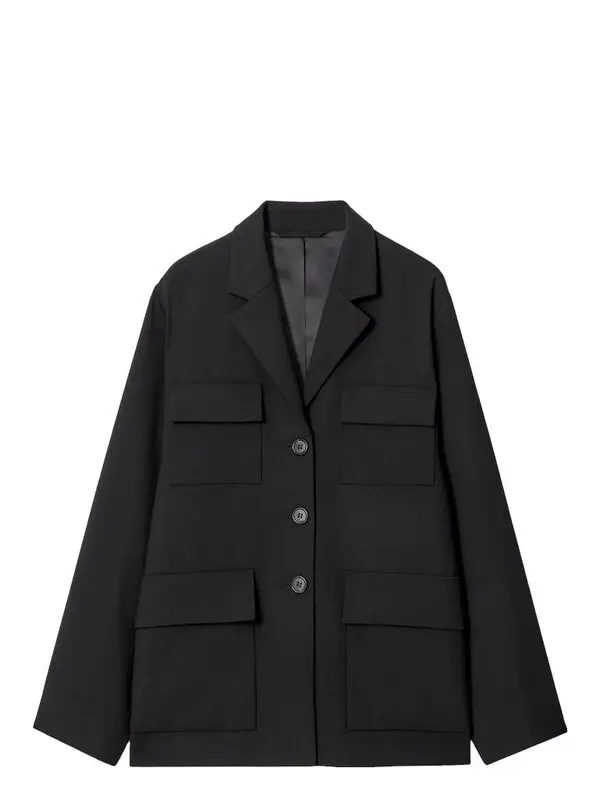 Cos Relaxed Single-breasted Utility Blazer - Black