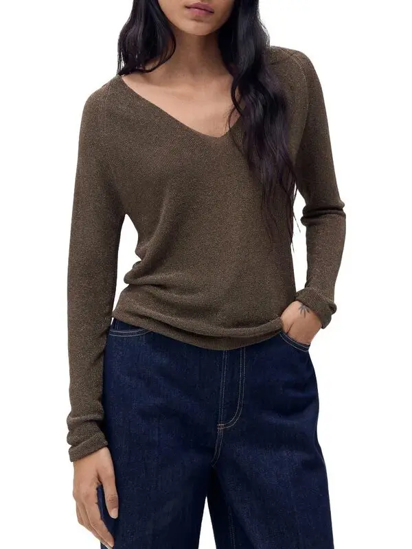 Mango Metallic Sweater - Chocolate