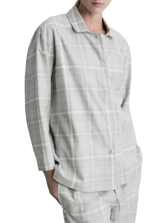 Mango Organic Cotton Flannel Pajama Shirt - Grey