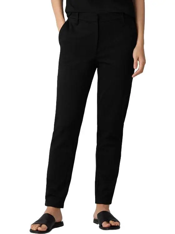 Eileen Fisher Jersey Tapered Ankle Trousers - Black