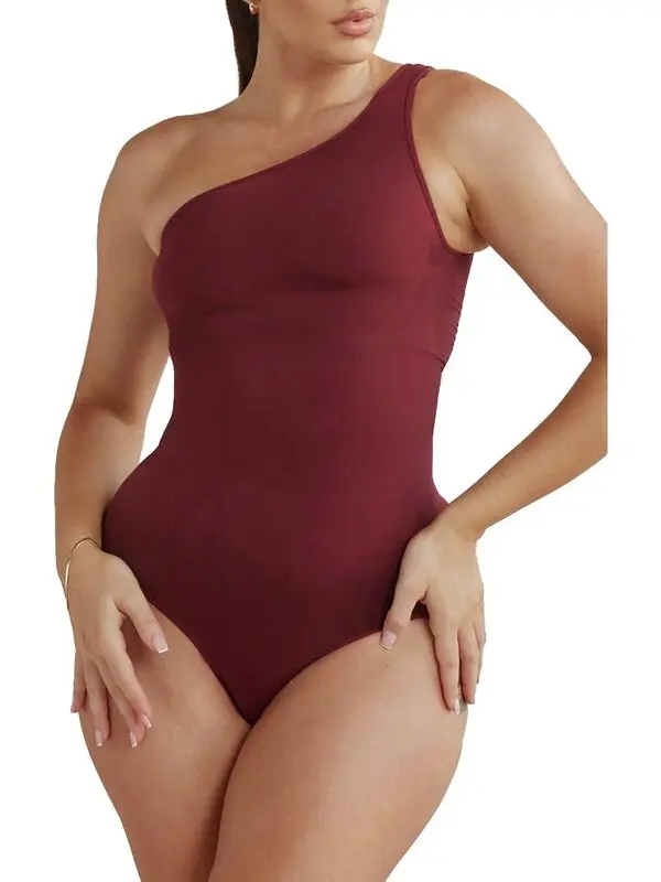 PINSY Butter Sculpt One-shoulder Bodysuit - Dark Cherry