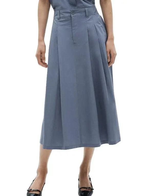 Mango Pleated Midi Skirt - Blue