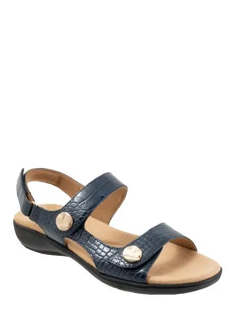 Trotters Romi Croco Slingback Sandal - Navy