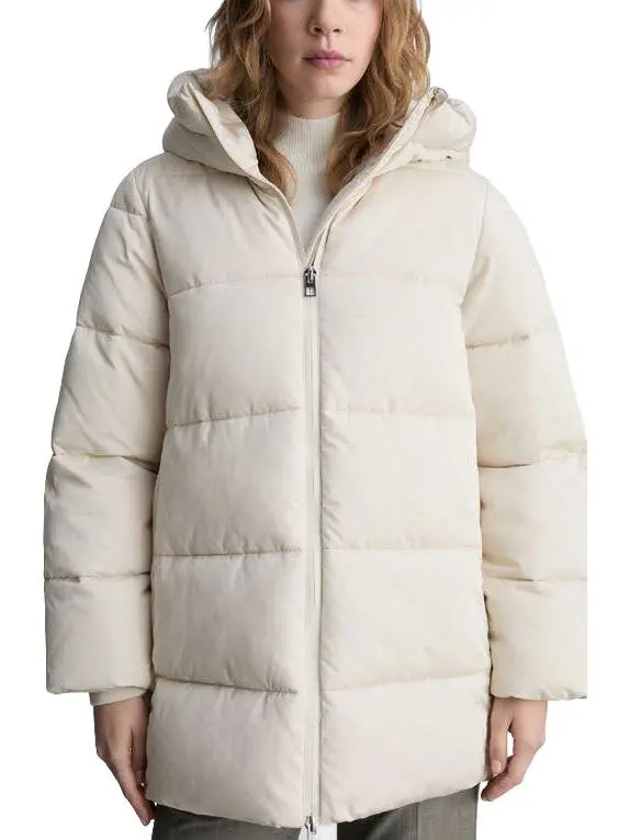 Mango Quilted Hooded Puffer Coat - Ecru