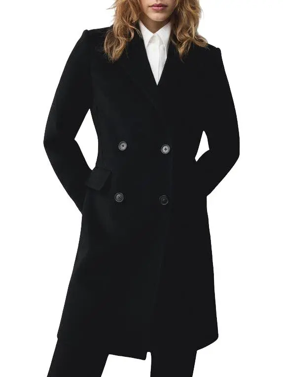 Mango Wool Double-breasted Coat - Black