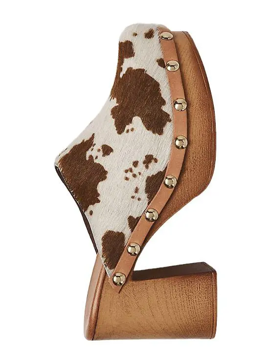 Anthropologie Wood-bottom Clog Heels - Cow Calfhair