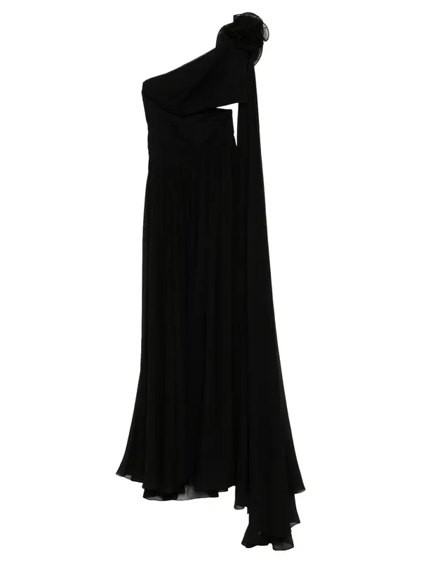 Elie Saab Asymmetric Silk Gown - Black