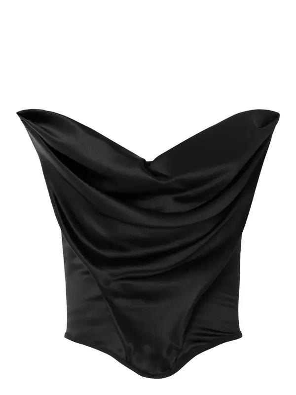 Magda Butrym Stretch-silk Satin Bustier Top - Black