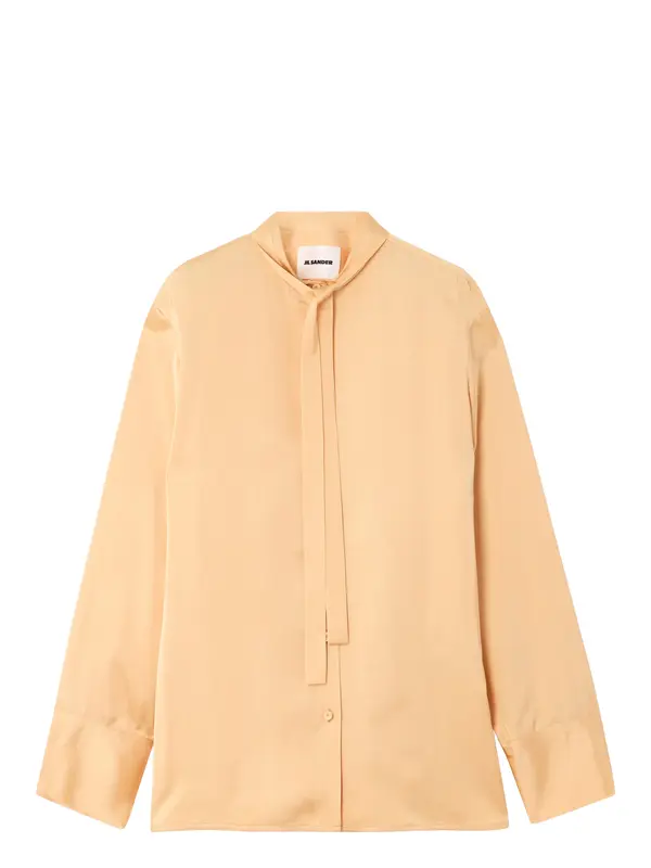 JIL SANDER Tie-neck Satin Shirt - Neutrals