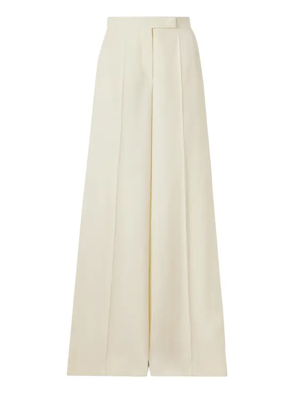 Max Mara Ninfa Wool-twill Wide-leg Pants - White