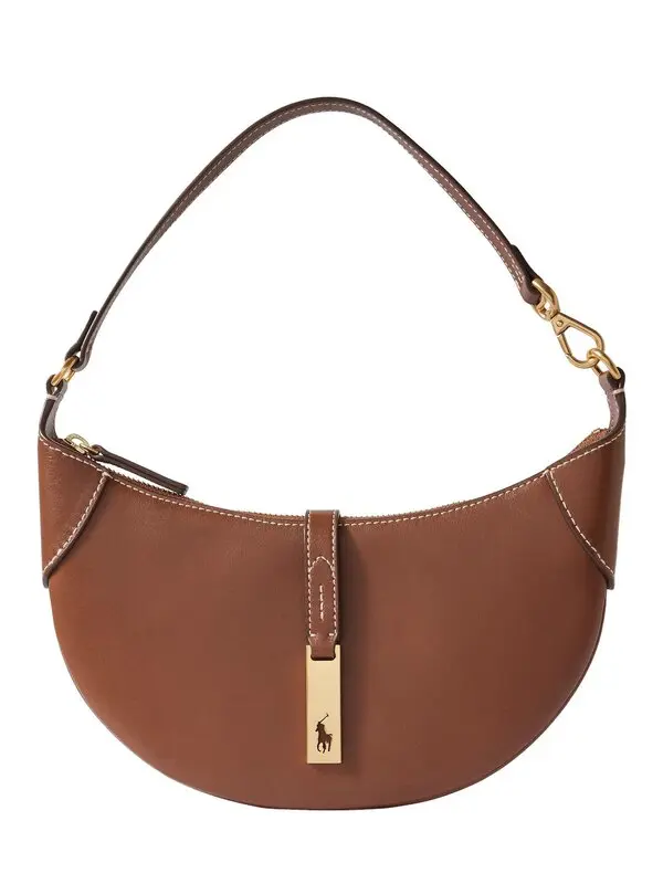 Polo Ralph Lauren Polo Id Embellished Leather Shoulder Bag - Brown