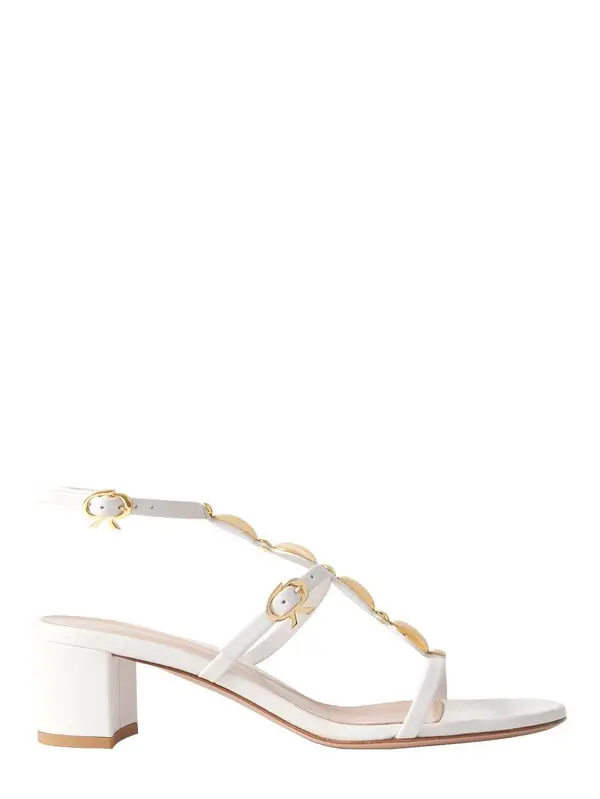 GIANVITO ROSSI Kalinda 55 Embellished Leather Sandals - Neutrals