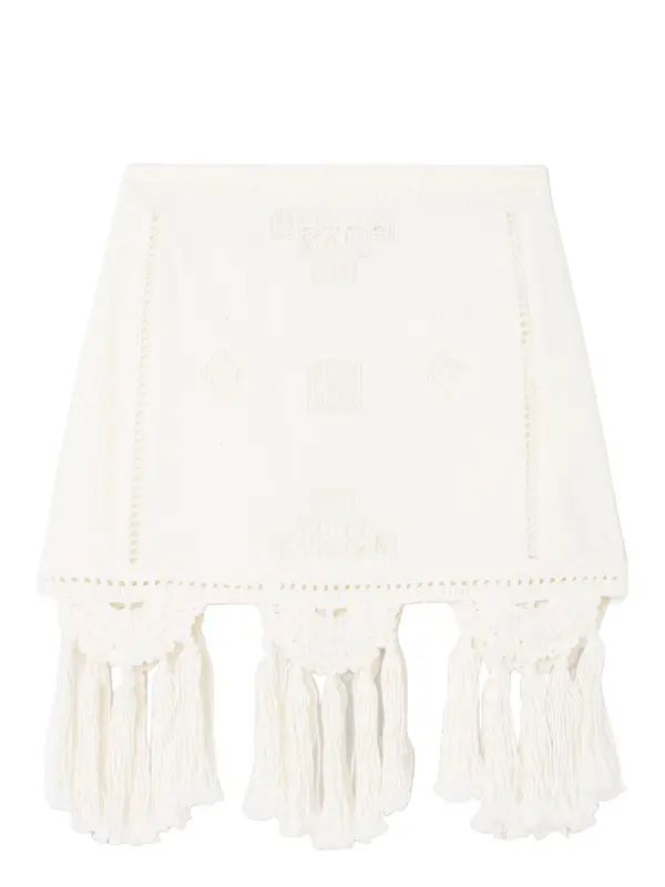 Isabel Marant Sandra Macramé-trimmed Cotton Mini Skirt - White