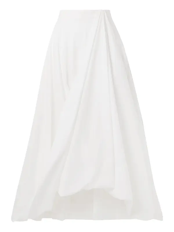 Brunello Cucinelli Gathered Cotton-blend Midi Skirt - White