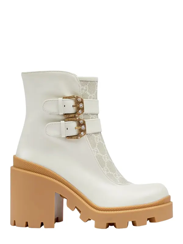 Gucci Gg Canvas Ankle Boots - White
