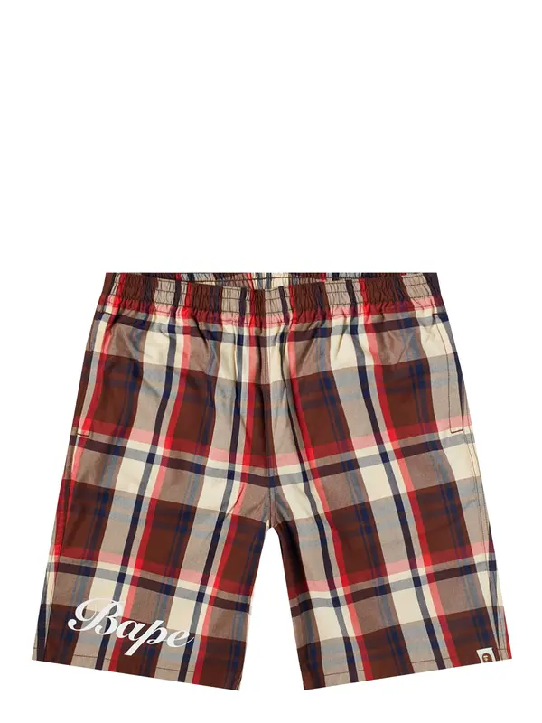 A BATHING APE Check Shorts - Red