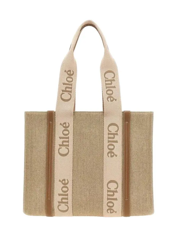 Chloé Vertical Logo Tote Bag - Camel