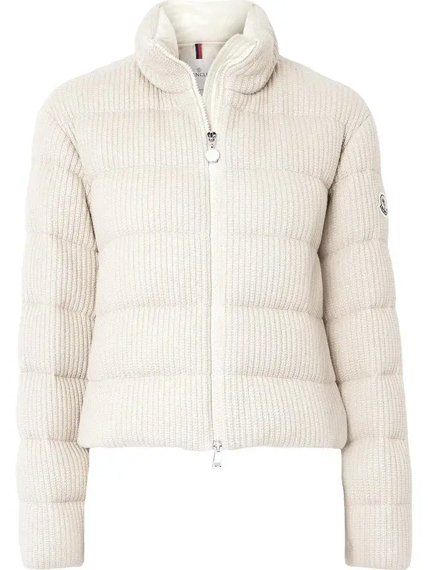 Moncler Thoiry Quilted Ribbed Metallic Cotton Down Jacket - White