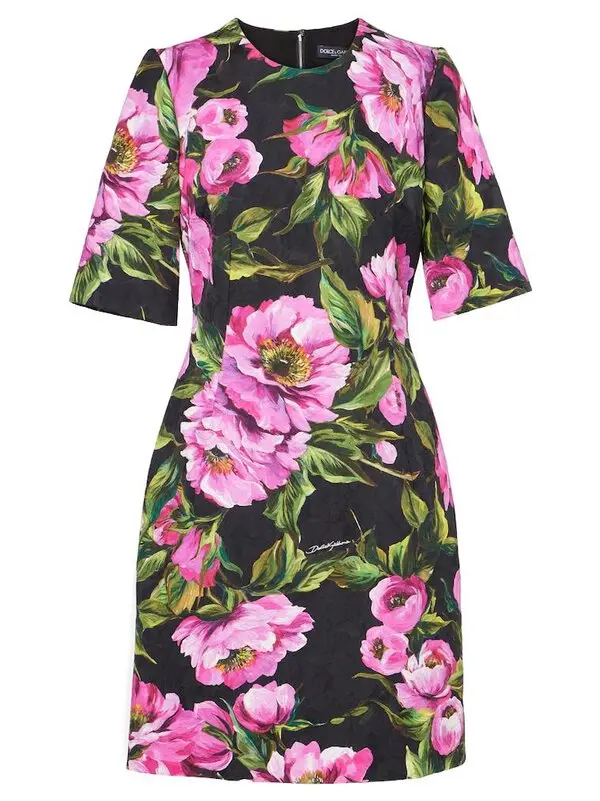 Dolce & Gabbana Floral Cotton Jacquard Minidress - Multicoloured