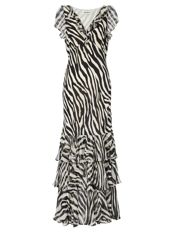 Rixo Amelle Zebra-print Maxi Dress - Black