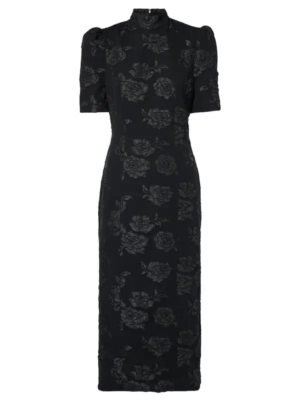 ROTATE BY BIRGER CHRISTENSEN Jacquard Midi Dress - Black