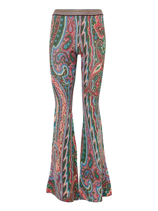 Etro Knitted Paisley Jacquard Flared Pants - Multicoloured