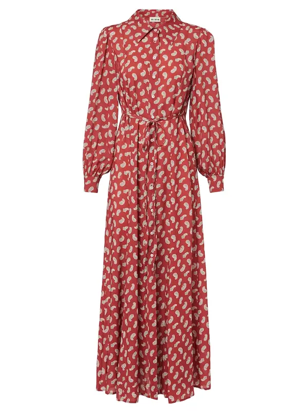 Rixo Maddison Printed Shirt Dress - Red