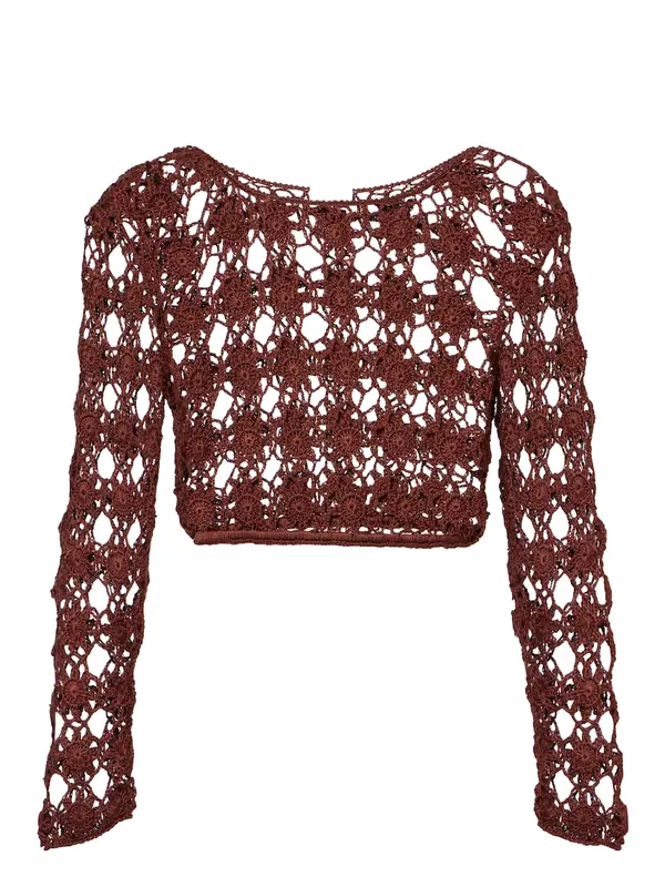 Anna Kosturova Bella Crochet Crop Top - Brown