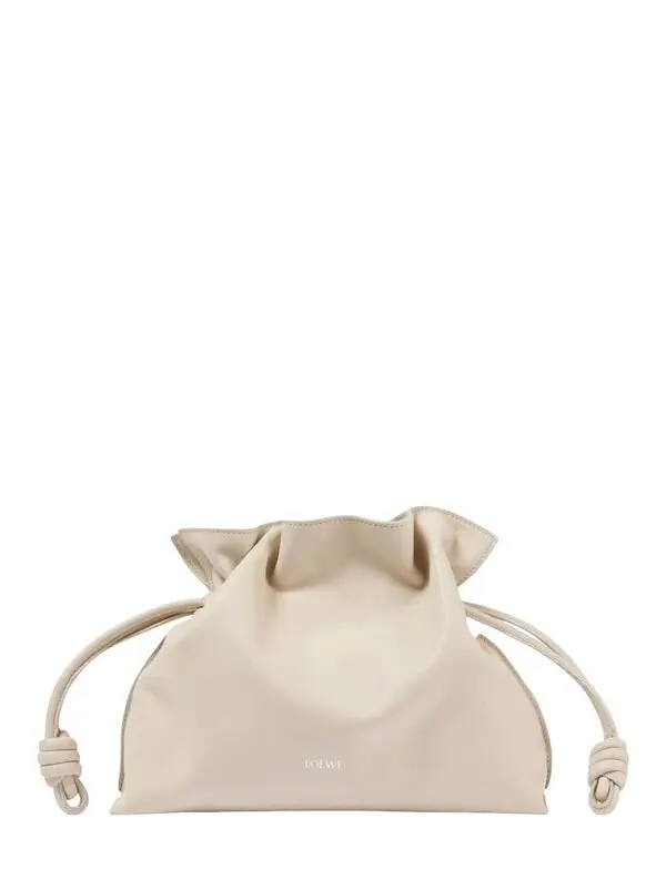Loewe Flamenco Medium Leather Clutch - White