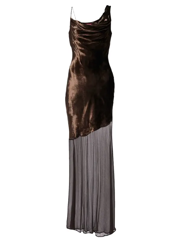 Staud Beaton Asymmetric Maxi Dress - Brown