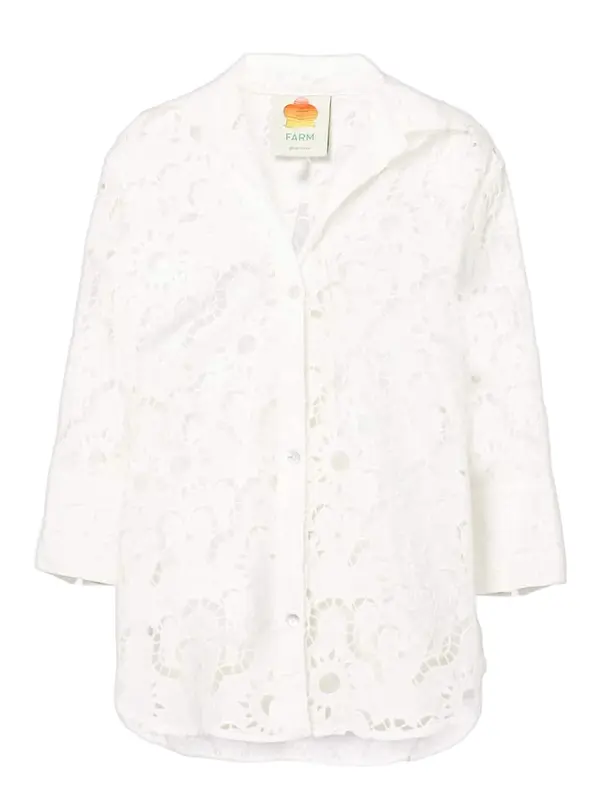 Farm Rio Broderie Anglaise Cotton Shirt - White