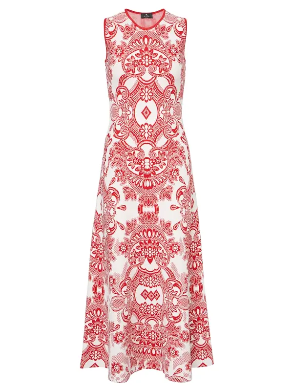 Etro Jacquard Midi Dress - White