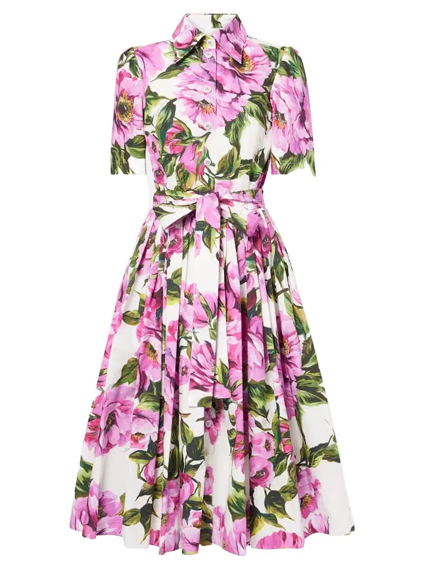 Dolce & Gabbana Floral Cotton Midi Dress - Multicoloured