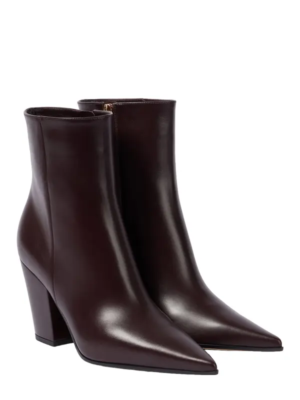 GIANVITO ROSSI Keinna Leather Ankle Boots - Burgundy