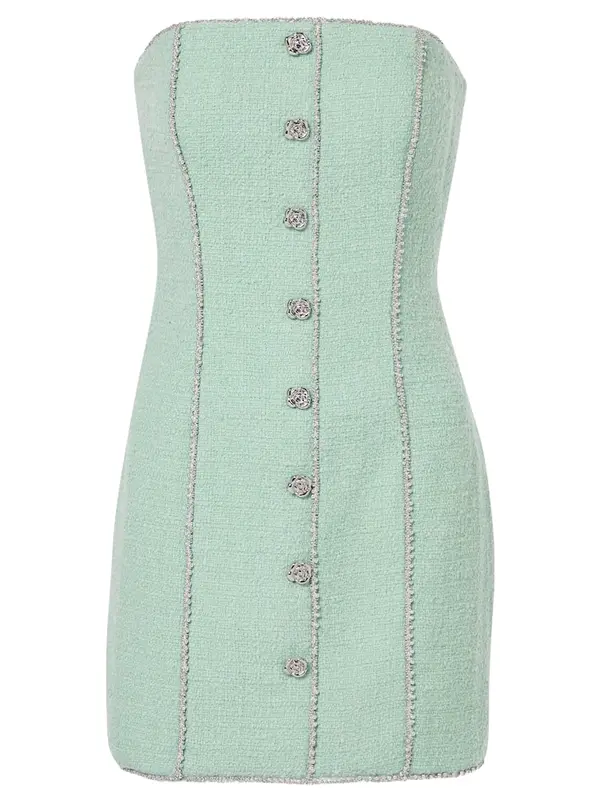 ROTATE BY BIRGER CHRISTENSEN Embellished Wool-blend Bouclé Minidress - Green