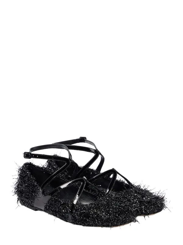 JIMMY CHOO Astoria Tinsel Ballet Flats - Black