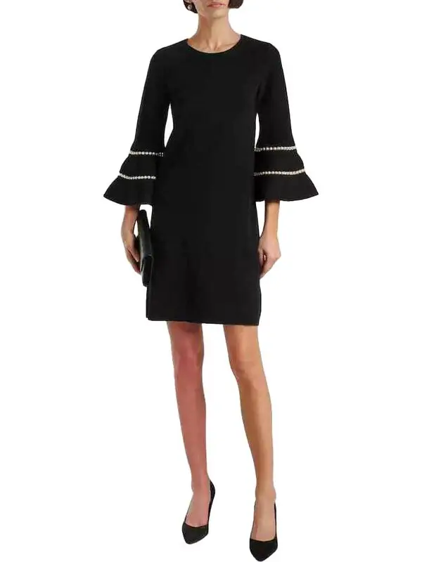 Carolina Herrera Embellished Wool-blend Minidress - Black