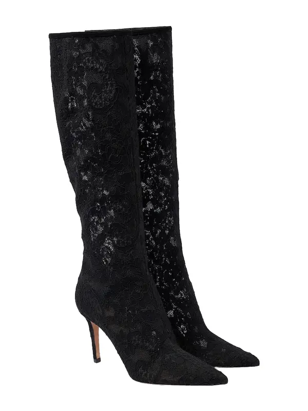 GIANVITO ROSSI Claudia 85 Lace Knee-high Boots - Black